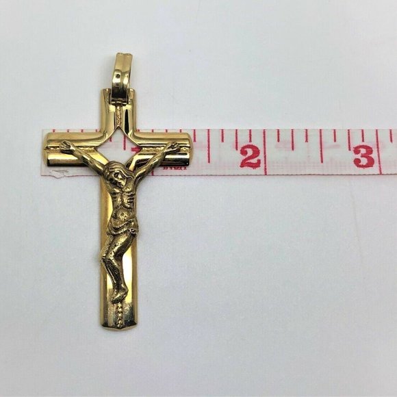 GEMMAU | Accessories | 4k Yellow Gold Cross Jesus Inri Pendant 14k ...
